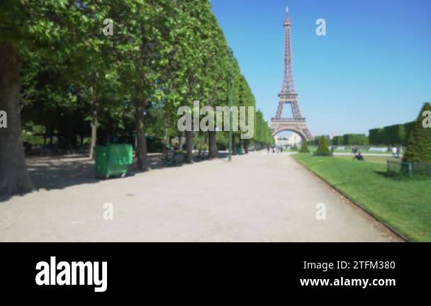 Out of focus background of large open area Field of Mars in Paris ...