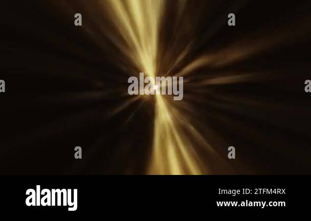 Abstract loop rotating gold glow radial flare light sparking with center flare light emitted ...