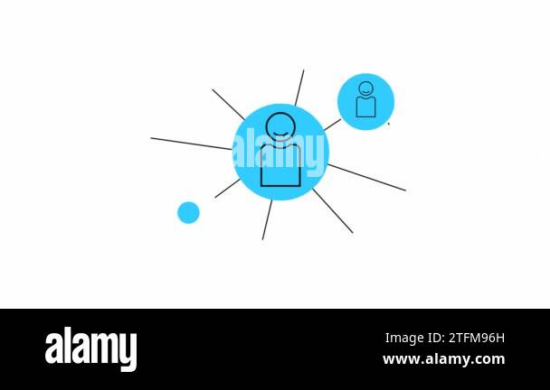 Animated blue symbols of people connect among themselves. Concept of ...