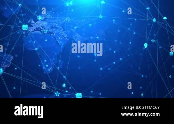 high tech animation of a 3D Network connection structure. digital data ...