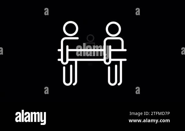 Animated support white linear icon. Help colleague at work ...