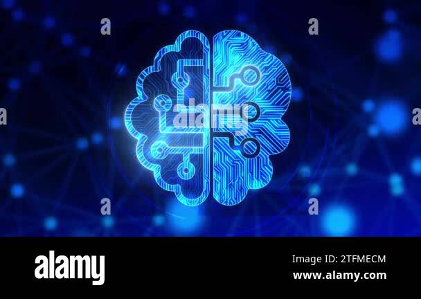 4K Loop digital Robotic system Artificial intelligence AI brain ...