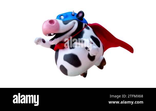 Funny cartoon character cow superhero - 3d animation Stock Video ...