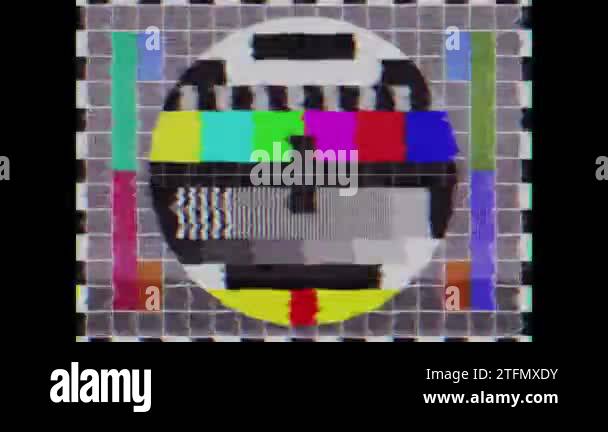 Test pattern from a tv transmission with colorful bars. VHS effects ...