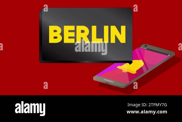 Berlin Text On Notification Bubble From Portable Information Device Screen Mobile App Message