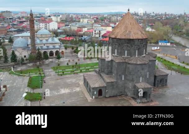 Ancient stone bridge across Kars River & Kars Castle - main tourist ...