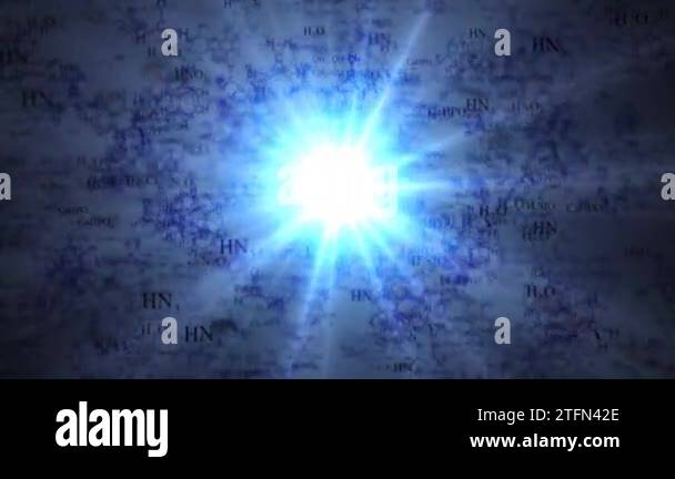 Chemical formulas on the background of stars. DNA molecule structure ...