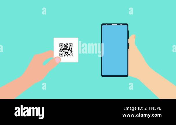 Scanning QR code with a smartphone 4K animation. Digital information ...
