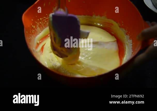 Cooking Cream From Custard And Whipping Cream. Process Of Making A Cake ...