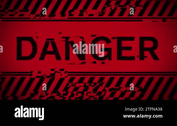 Danger Warning Alert red warning message text on screen Loop Animation ...