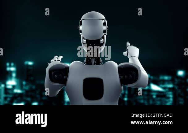 Futuristic robot artificial intelligence huminoid AI programming coding ...