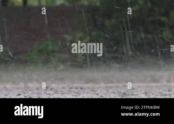 The video is scrambled.,The storm of heavy rain during the rainy season ...