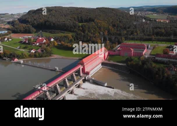 River dam. Water channel controller controlled at both sides by gates ...