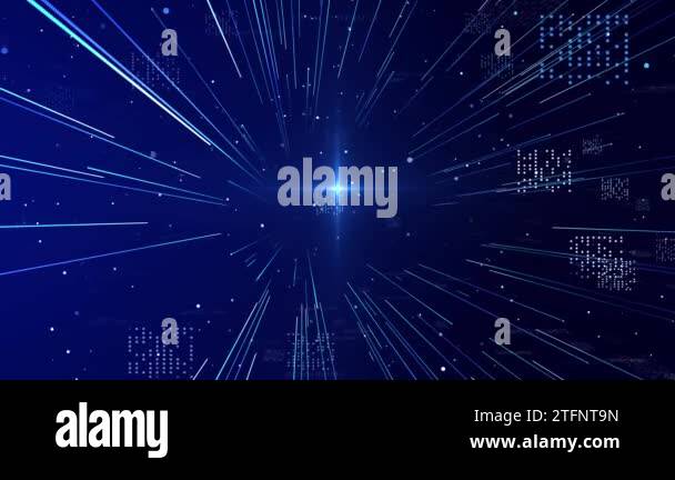 Flying Into Futuristic Big Data Digital Tunnel Binary Code Particles