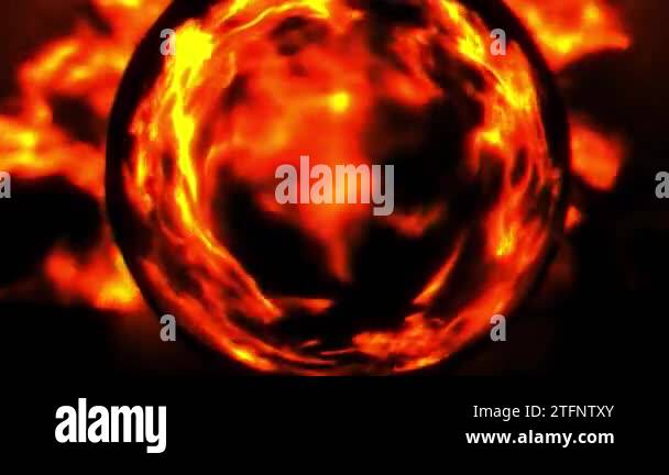 Fire flashes of a flame. View through a crystal ball. A stunning color ...