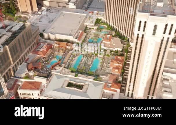 Cinematic pool area in famous Venetian hotel, Las Vegas Strip Nevada ...