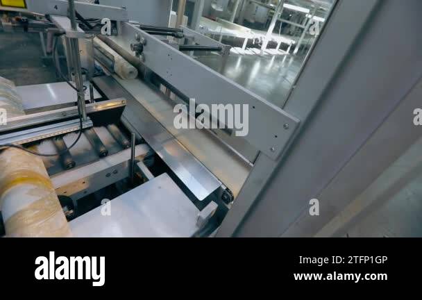 Production of wallpaper, a roll of wallpaper on a conveyor line, the ...