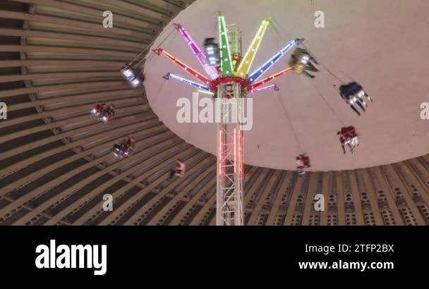 Chain Carousel Drop Tower Fun Fair Amusement Park Ride in Hall Stock ...