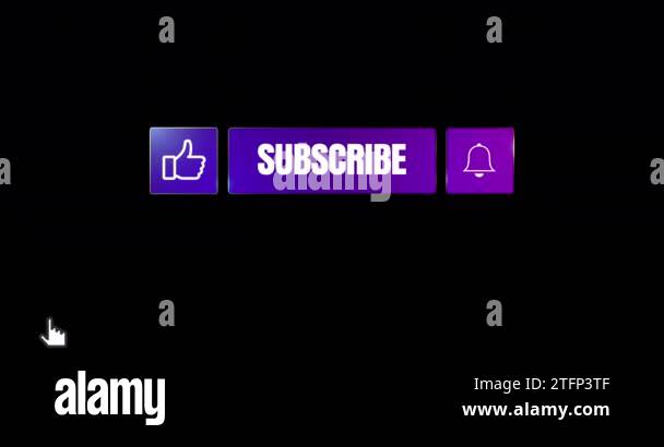 Mouse clicking like button, subscribe button and bell notification ...