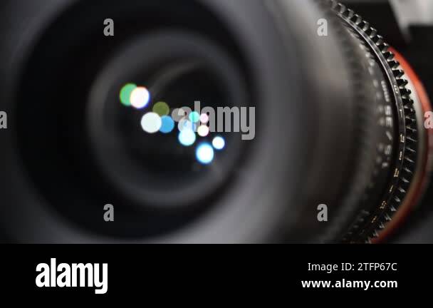 Closing Aperture Using Rotation of Ring on Lens. Close-up Lens Aperture ...