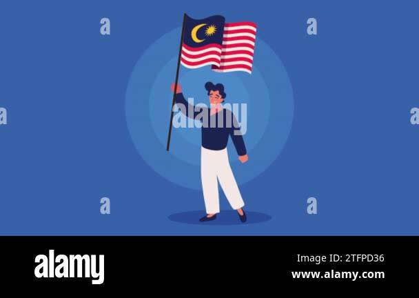 Man With Malaysian Flag Animation Stock Video Footage Alamy