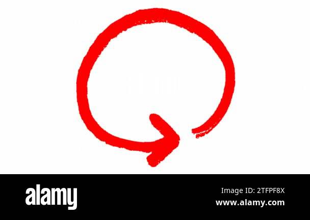 Animated icon of circle arrow. red symbol spins. Looped video. Hand ...