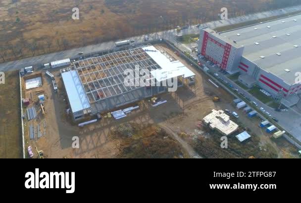 Construction of an industrial building. Reinforced concrete building ...