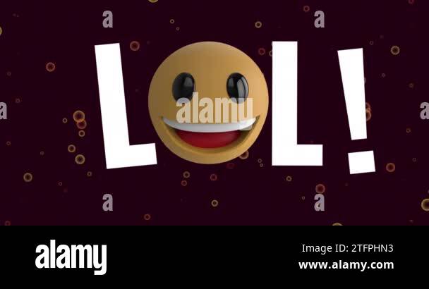 Animation of lol text over spots on black background. retro future and ...