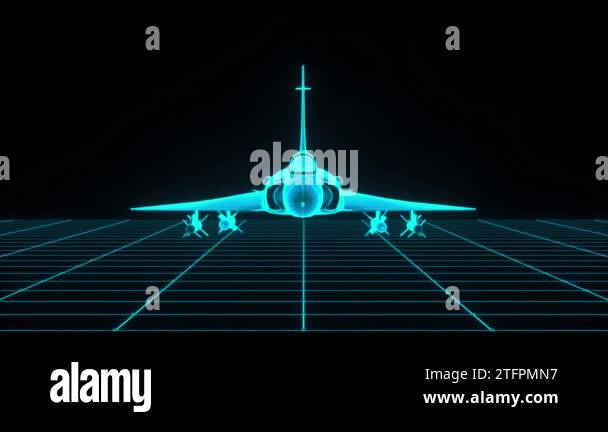 a blueprint wireframe from an fighter jet (3d rendering Stock Video ...