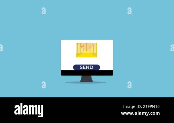 Sending an email to friends or coworkers 4K animation. Digital ...