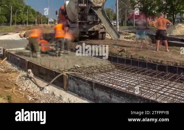 Concrete road construction Stock Videos & Footage - HD and 4K Video ...