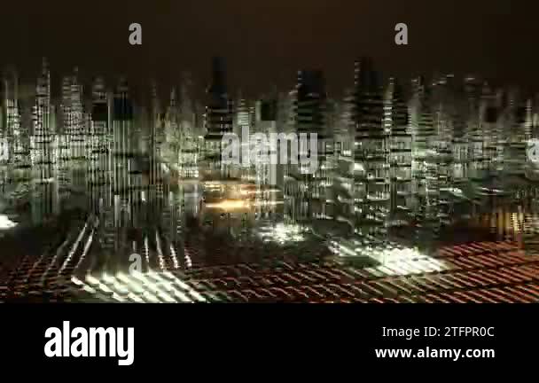 4K 3D animation. Motion graphic of Hologram modern city, Futuristic ...