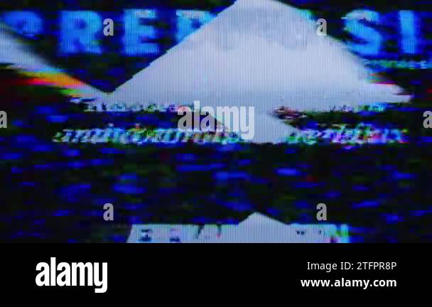 Vintage switch on, turn off television. Analog Static Noise texture ...