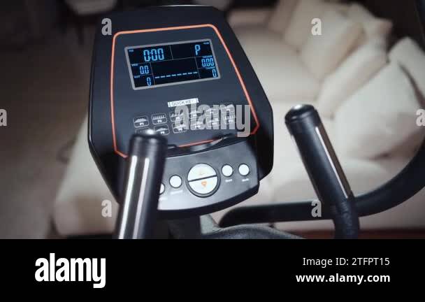 digital console screen of elliptical cross trainer machine, heart rate ...