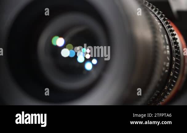 Closing Aperture Using Rotation of Ring on Lens. Close-up Lens Aperture ...