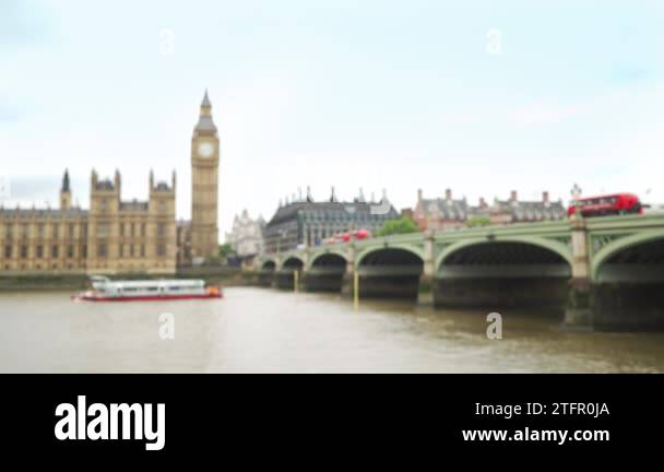 Scenic view of boat floating by on River Thames with Big Ben in ...