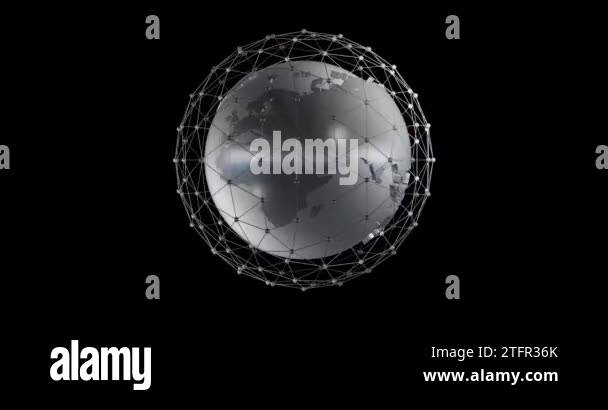 3D Rendering spinning globe sphere with circle geometry. Elegant and ...