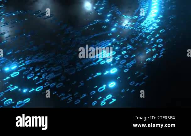 4k 3D animation. Infographics binary numbers tunnel. Technology Network Data Connection, Digital ...