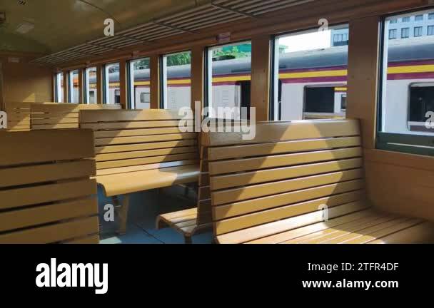 Seats on the Thai Vintage 3rd Class Train. Inside Retro Cabin Car at ...
