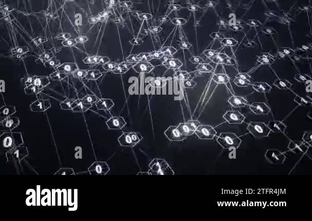 4k 3D animation. Infographics binary numbers tunnel. Technology Network Data Connection, Digital ...