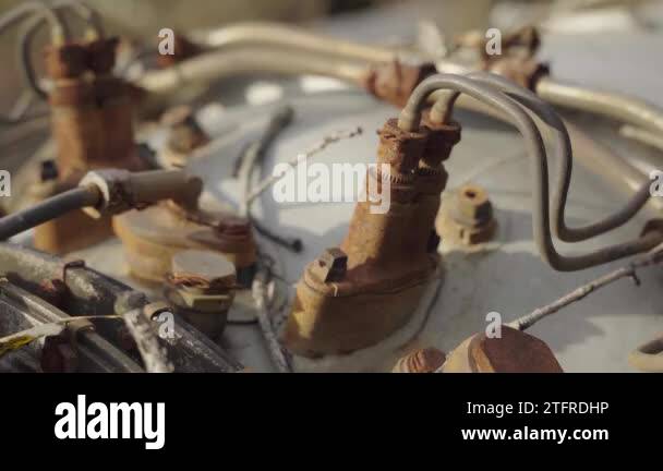 Abandoned rusty radioactive equipment of the soviet union. Cemetery of ...