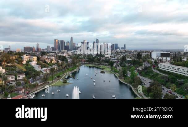 Los Angeles Echo Park downtown. California theme with LA background ...