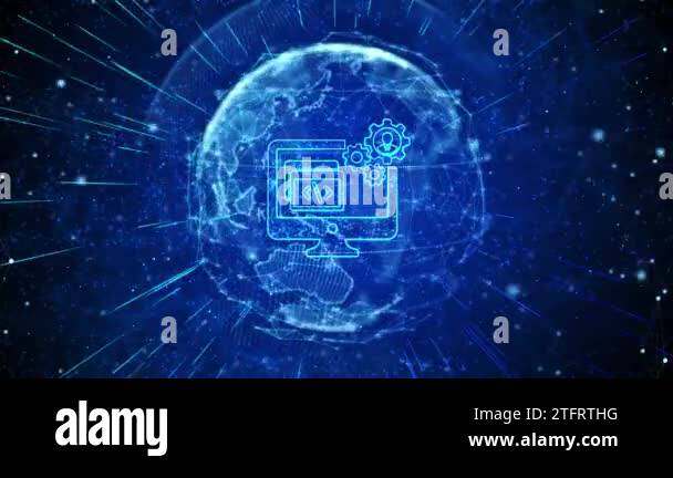 Software Development Digital Global Technology World Network connections Loop background ...