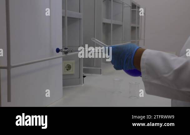 Separating funnel laboratory glassware used in liquid-liquid ...