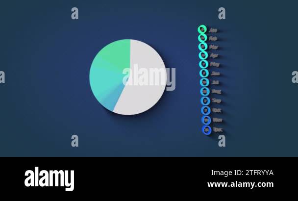 Animation of pie chart and months on navy background. sociology and ...