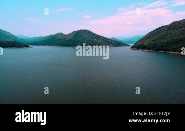 Kinematic aerial view of the beautiful prado dam in tolima colombia ...