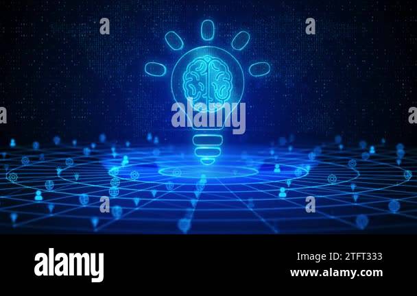 Light Bulb Idea Text Future Digital Technology Ai Cyber Space deep learning Loop Background ...