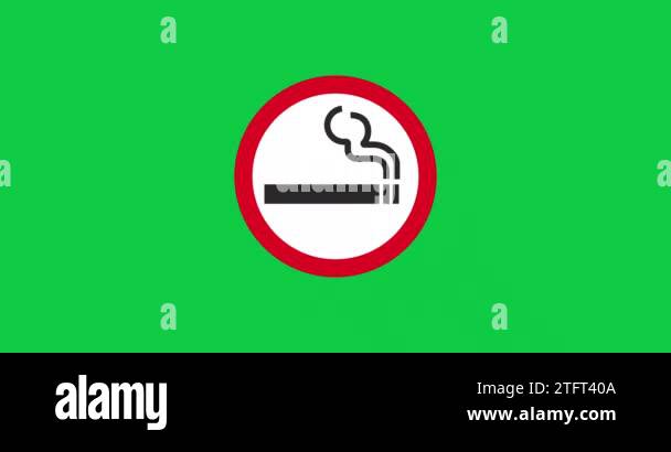 Do not smoke animation isolated green scene background. No smoking ...