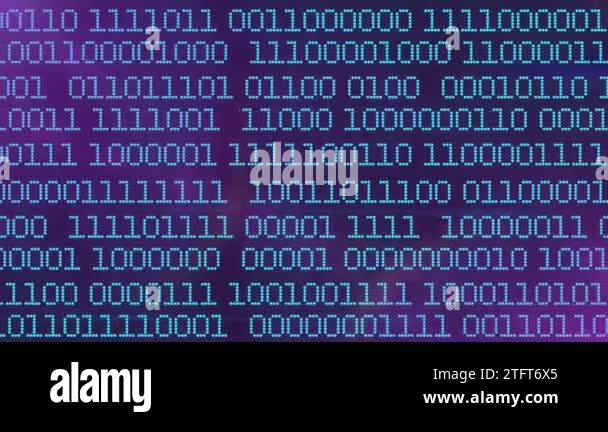 Binary Code Matrix Background With Blue Digits Moving On Screen Algorithm Binary Data Code