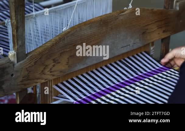 Traditional Vietnamese textile manufacture in craft village where old ...